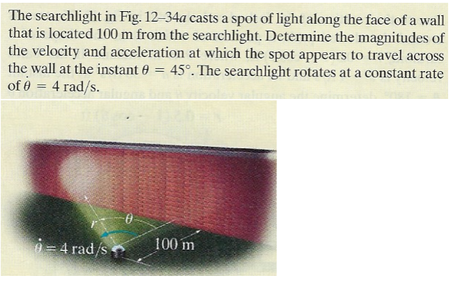 Solved The searchlight in Fig. 12-34a casts a spot of light | Chegg.com