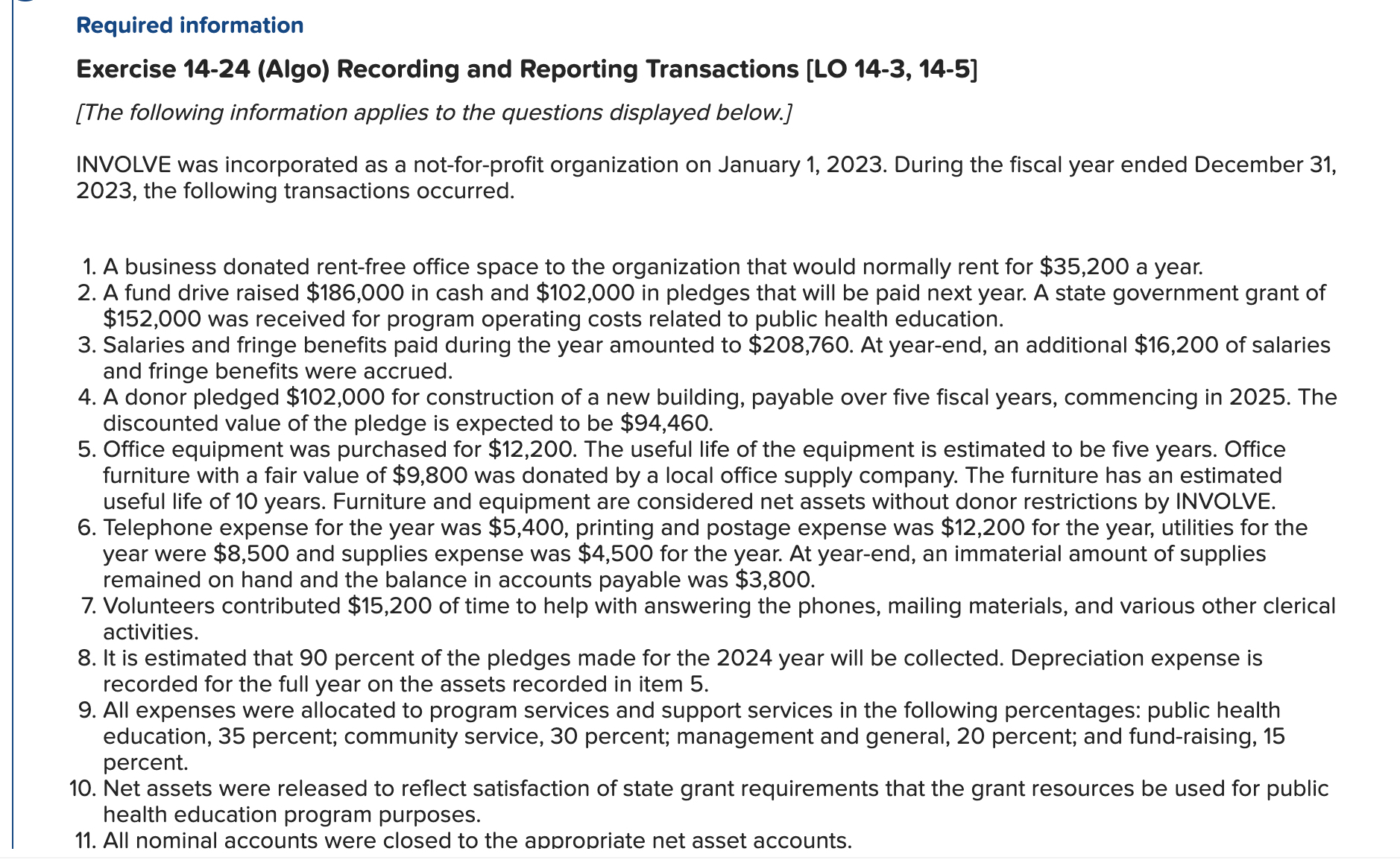 Solved Required informationExercise 14-24 (Algo) ﻿Recording | Chegg.com