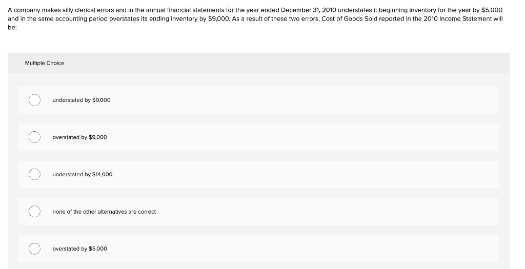 Solved A company makes silly clerical errors and in the | Chegg.com