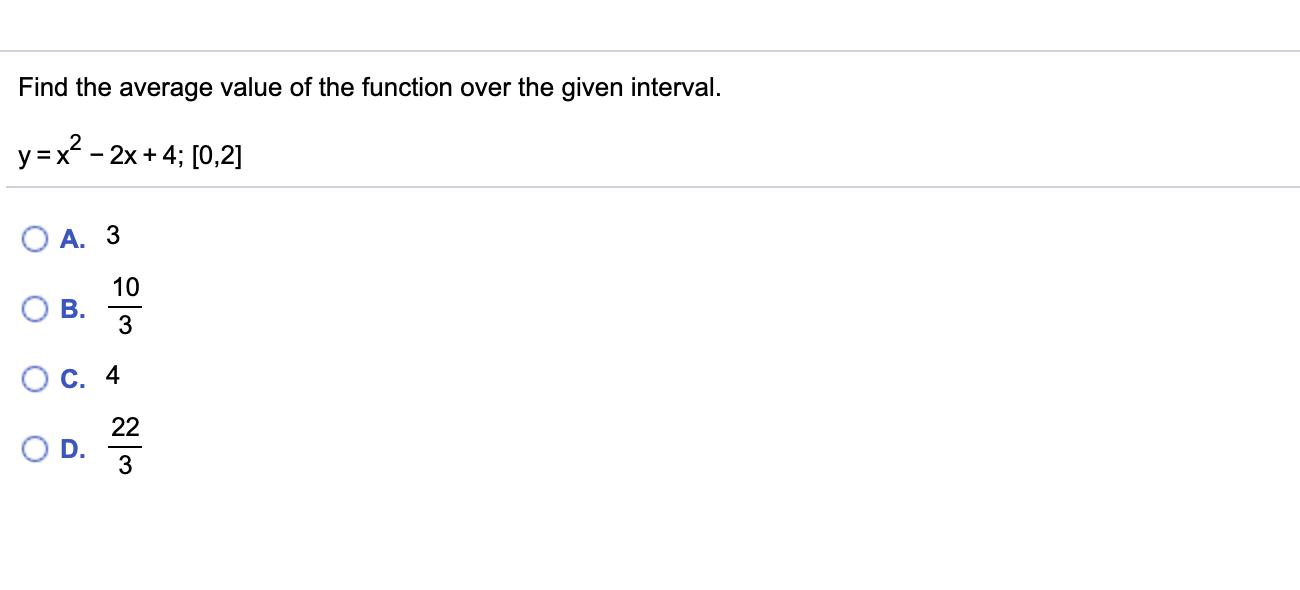 Solved Find the average value of the function over the given | Chegg.com