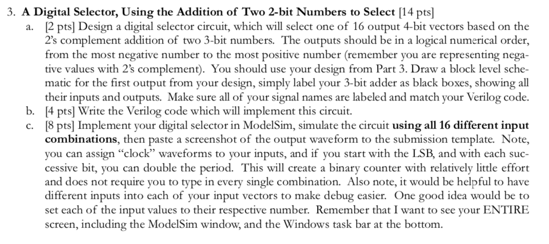 3. A Digital Selector, Using the Addition of Two | Chegg.com