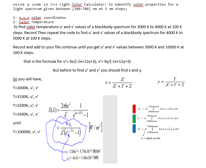 Solved write a code in C++ Light Color Calculator: to | Chegg.com