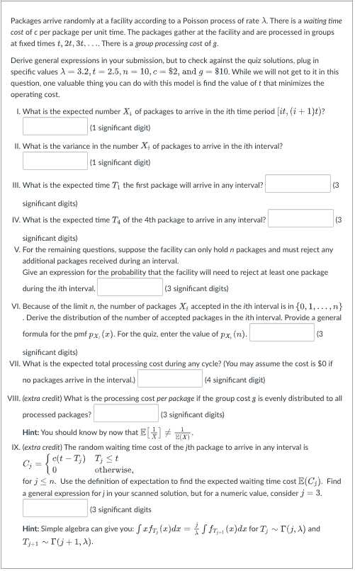 Packages arrive randomly at a facility according to a | Chegg.com