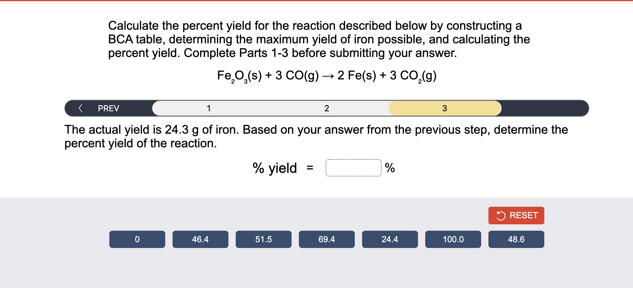 Solved Calculate the percent yield for the reaction | Chegg.com