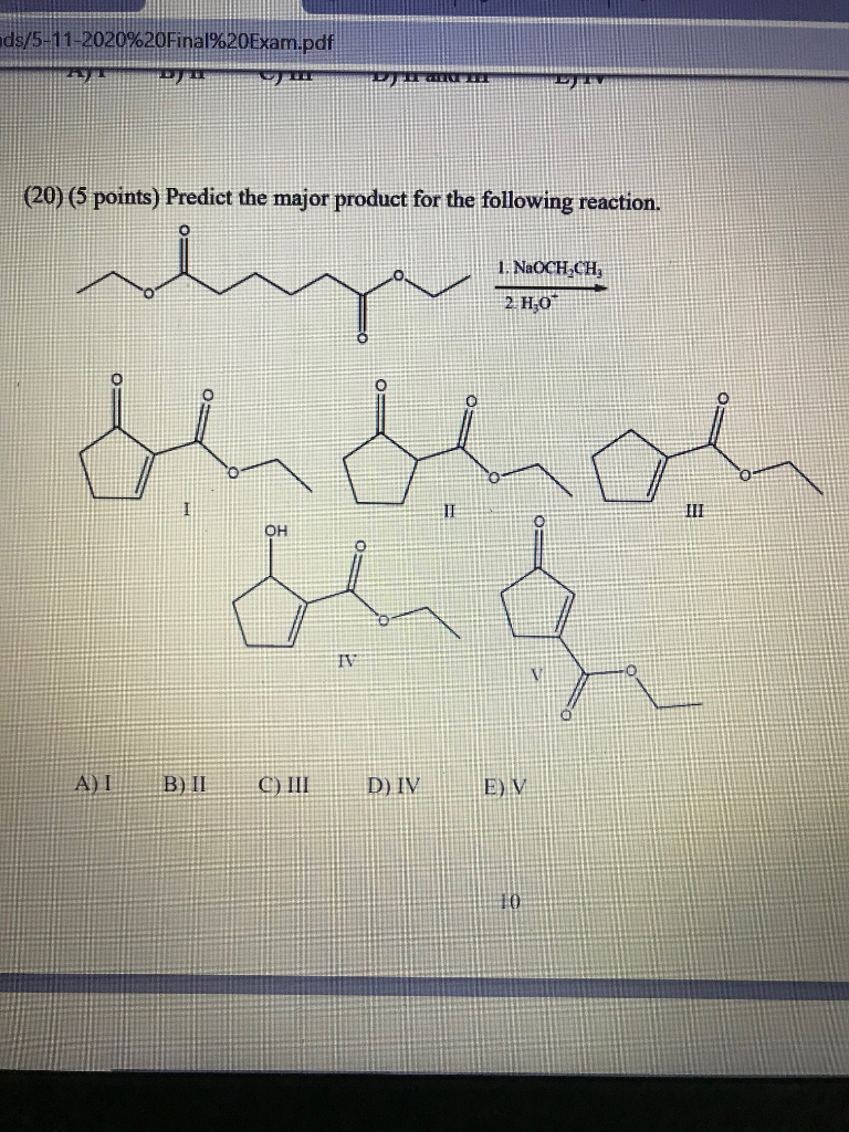 Solved (28) (5 points) Predict the major product for the | Chegg.com