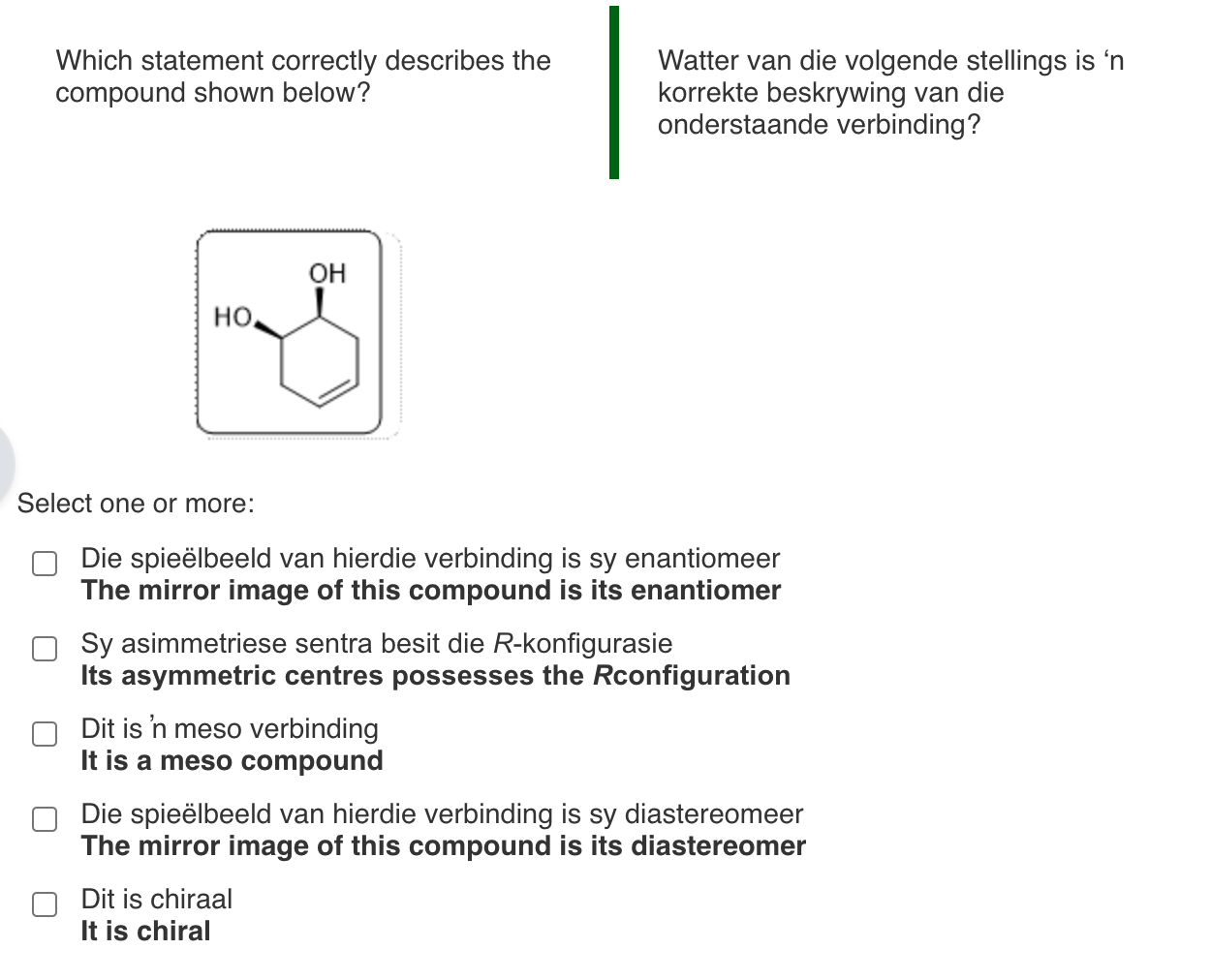 Solved Which statement correctly describes the compound | Chegg.com