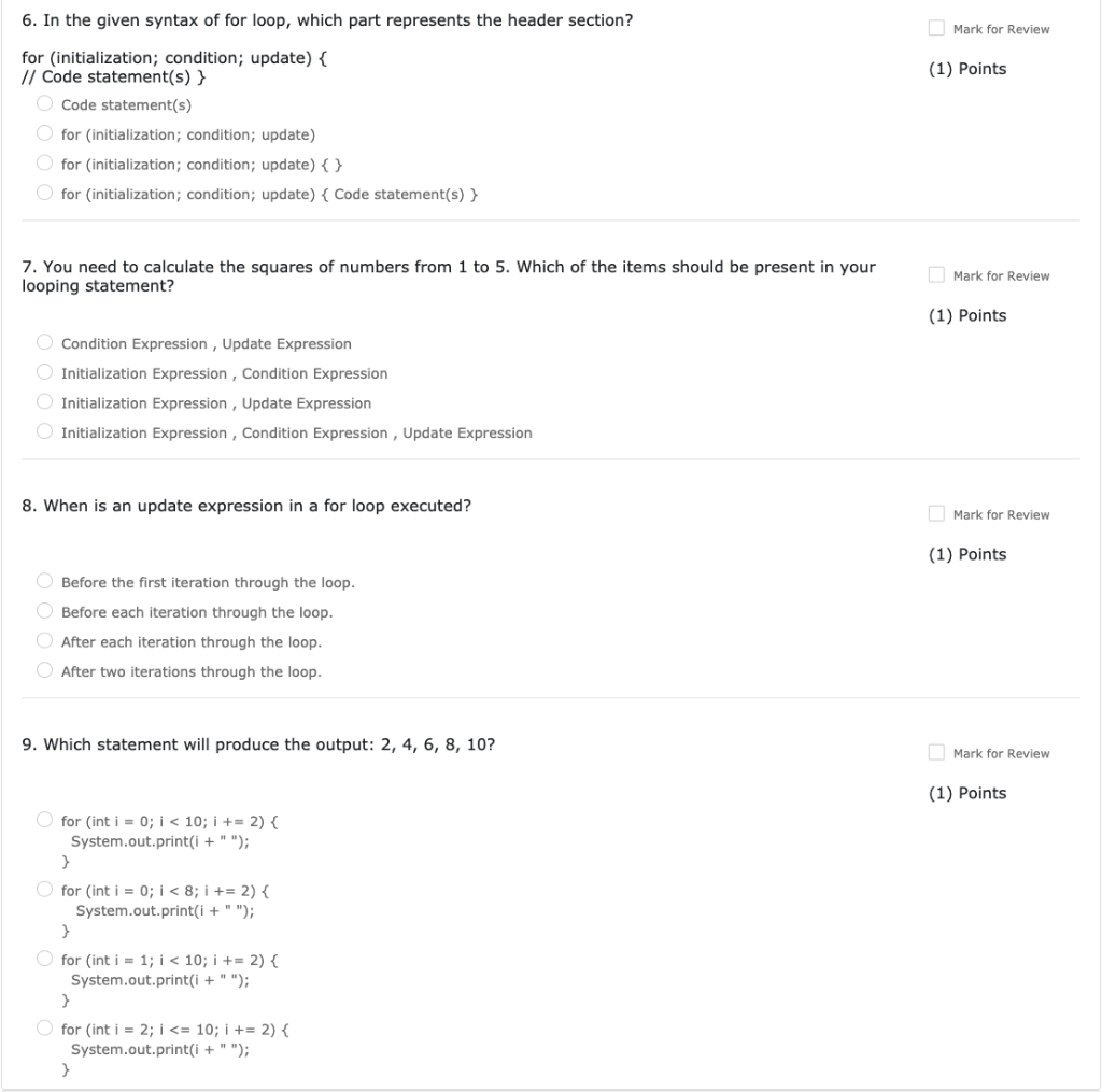 Solved 6 In The Given Syntax Of For Loop Which Part 