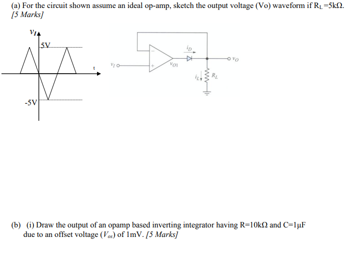 Solved (a) For the circuit shown assume an ideal op-amp, | Chegg.com