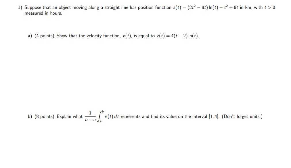 Solved 1) Suppose that an object moving along a straight | Chegg.com