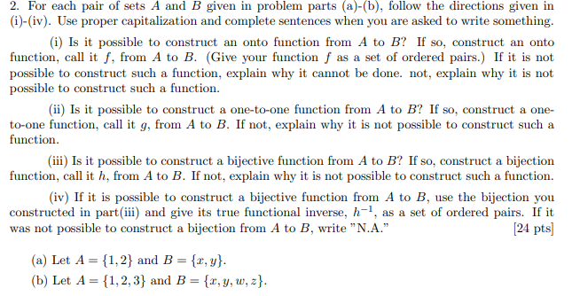 Solved 2. For each pair of sets A and B given in problem | Chegg.com