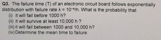 Solved Q3. The failure time (T) of an electronic circuit | Chegg.com