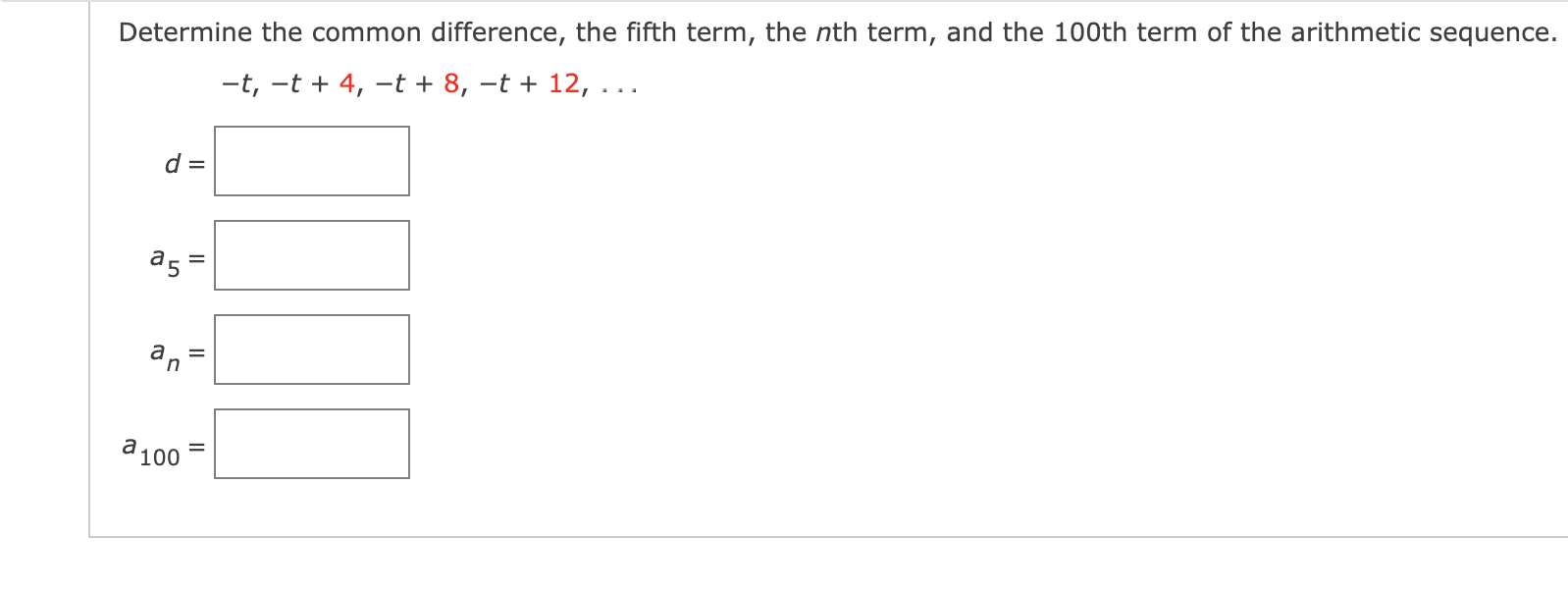 Solved Determine the common difference, the fifth term, the | Chegg.com
