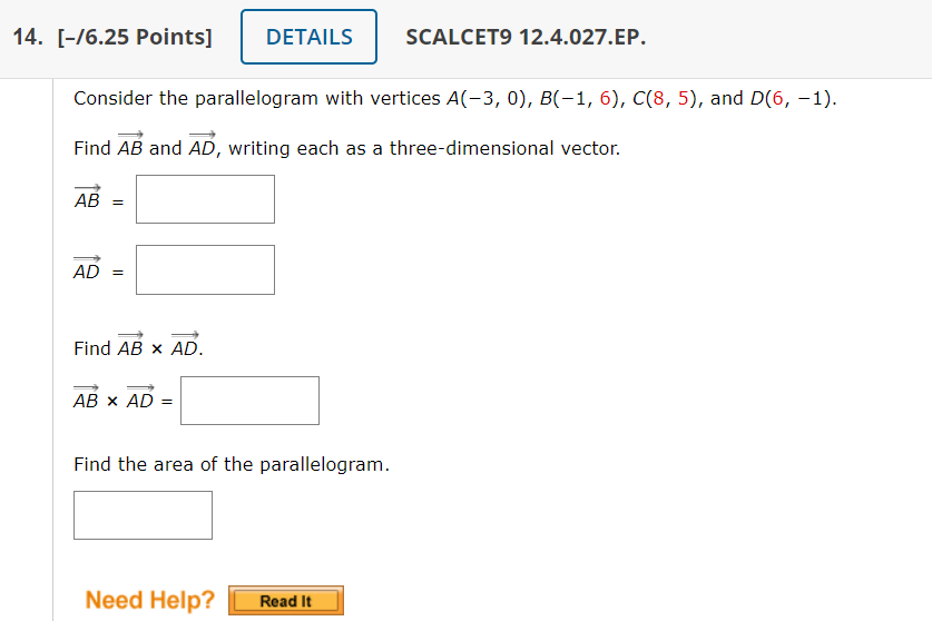 Solved Consider The Parallelogram With Vertices