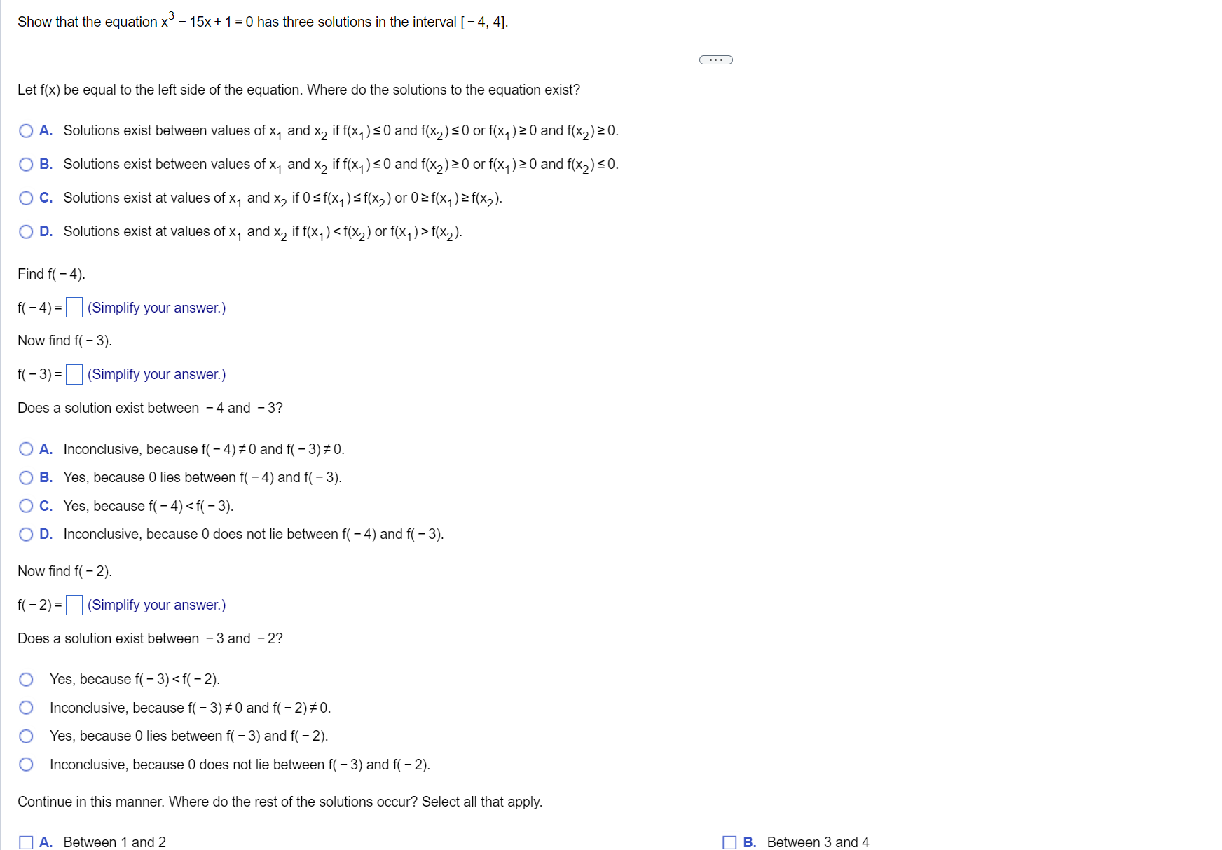 Solved Show that the equation x3−15x+1=0 has three solutions | Chegg.com
