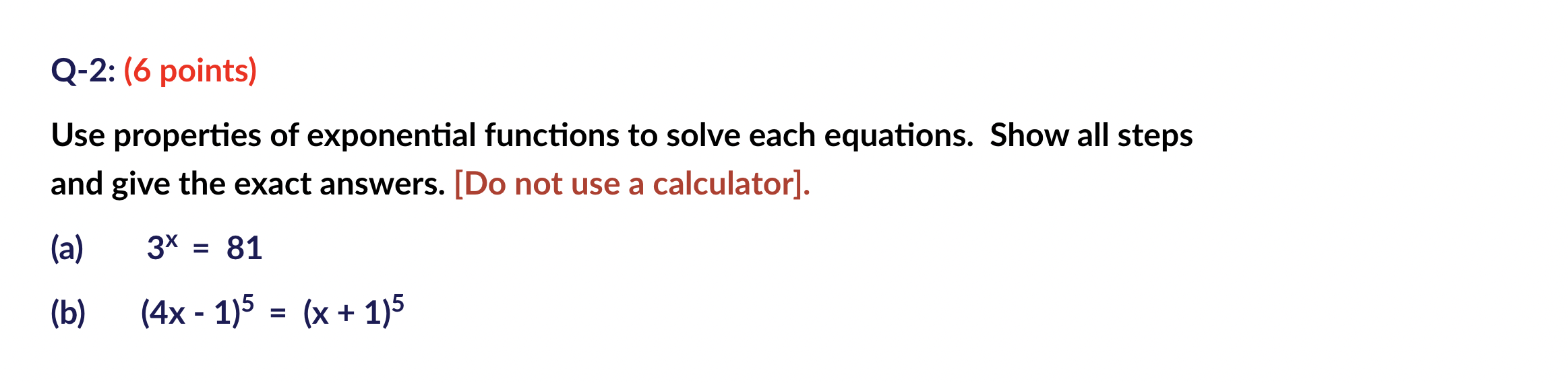 Solved Use properties of exponential functions to solve each | Chegg.com