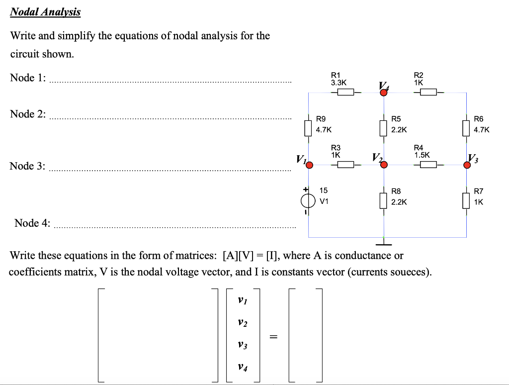 Solved Nodal Analysis Write and simplify the equations of | Chegg.com