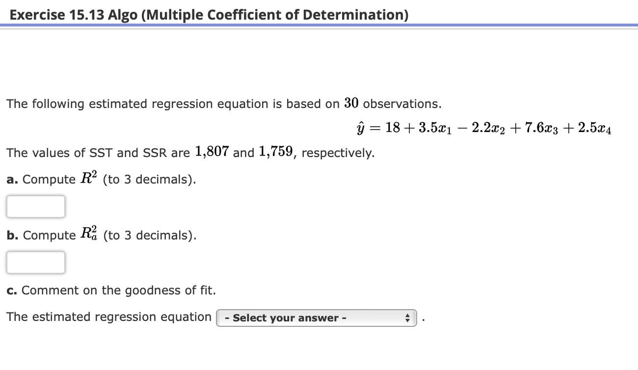 Solved Exercise 15.13 Algo (Multiple Coefficient of | Chegg.com