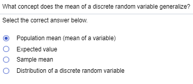 Solved What concept does the mean of a discrete random | Chegg.com
