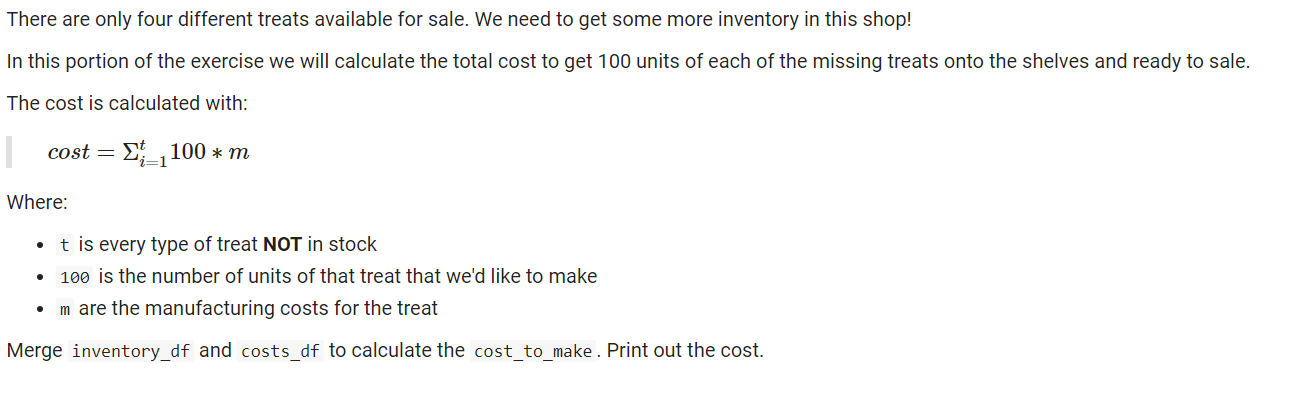 Solved import pandas as pd costs_df = | Chegg.com