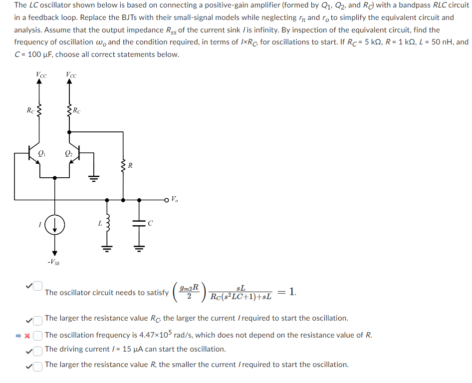 Solved The LC oscillator shown below is based on connecting | Chegg.com