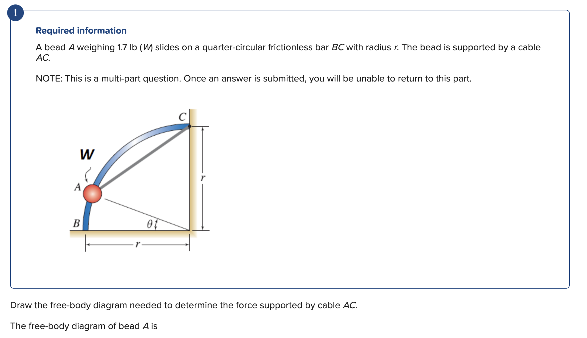 Solved Required information A bead A weighing 1.7lb(W slides | Chegg.com