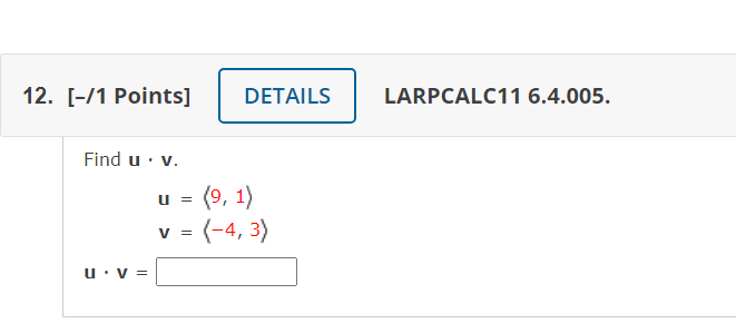 [Solved]: Find ( mathbf{u} cdot mathbf{v} ) [ begin