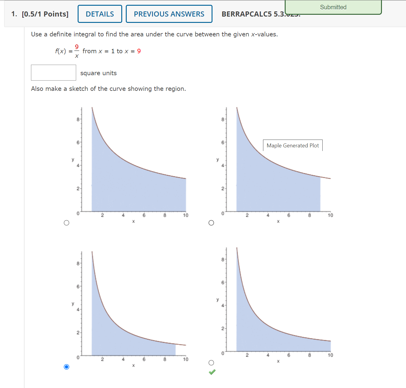 Solved Use a definite integral to find the area under the | Chegg.com
