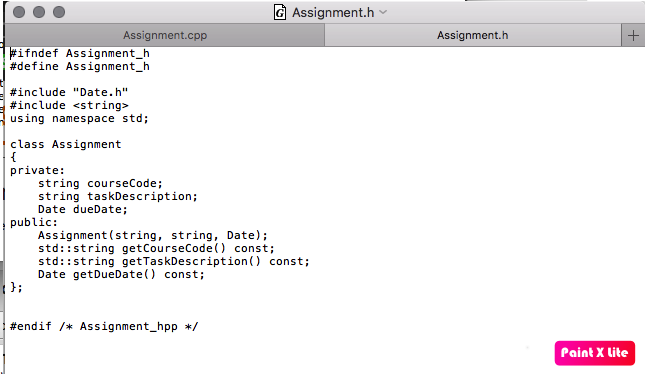 Assignment.cpp and Assignment.h files which I believe | Chegg.com