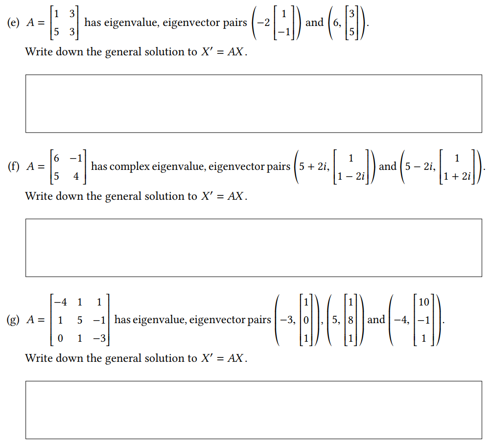Solved (--4)- 1 3 has eigenvalue, eigenvector pairs (-2 (e) | Chegg.com