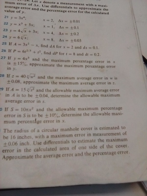 Solved If S = 10πx^2 and the allowable maximum percentage | Chegg.com