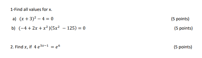 Solved 1-Find all values for x. a) (x + 3)2 – 4 = 0 b) (-4+ | Chegg.com