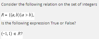 Solved Consider the following relation on the set of | Chegg.com