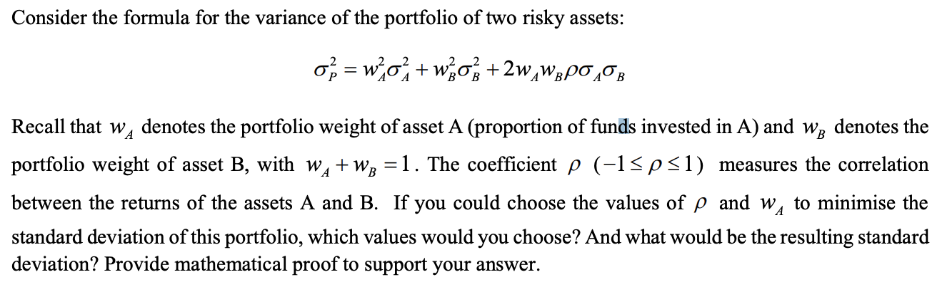 Solved Consider the formula for the variance of the | Chegg.com