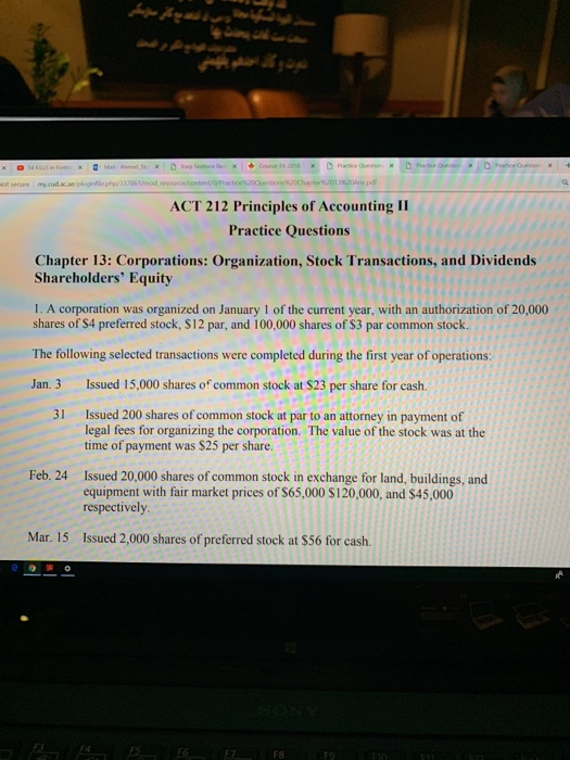 Solved ACT 212 Principles of Accounting II Practice | Chegg.com