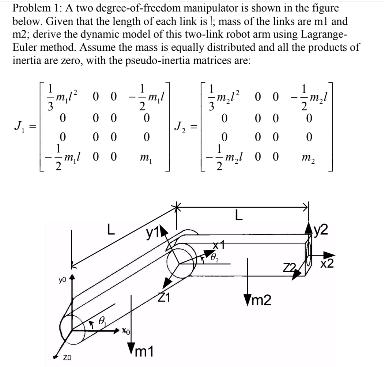 Solved Problem 1: A two degree-of-freedom manipulator is | Chegg.com