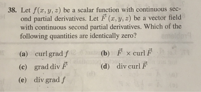 Solved Let f(x, y, z) be a scalar function with continuous | Chegg.com