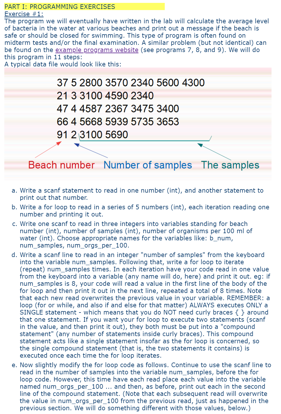 PART I: PROGRAMMING EXERCISES Exercise #1: The | Chegg.com