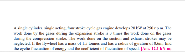 Solved A single cylinder, single acting, four stroke cycle | Chegg.com