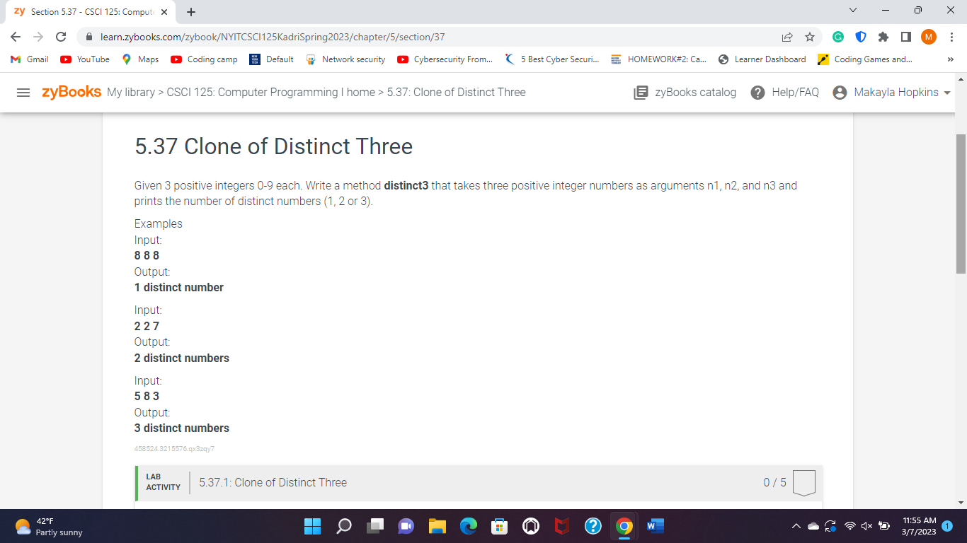 Solved 5.37 Clone of Distinct Three Given 3 positive | Chegg.com