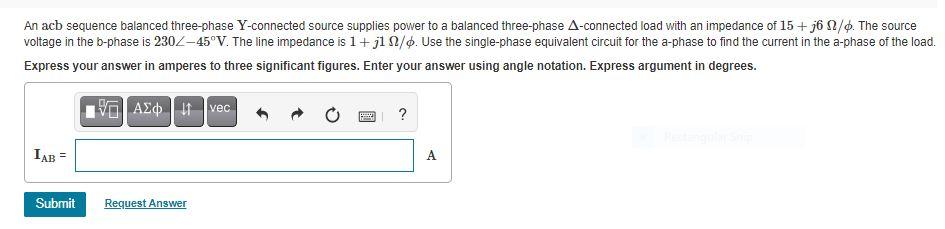 Solved An acb sequence balanced three-phase Y-connected | Chegg.com