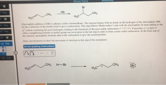 Solved CH3 Br HBr CH CH Electrophilic addition of HBr to | Chegg.com
