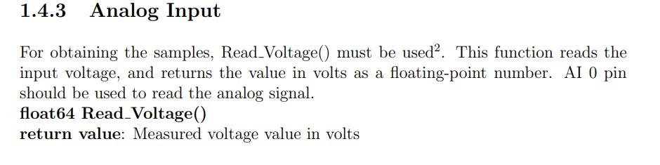 1.4.3 Analog Input For obtaining the samples, | Chegg.com