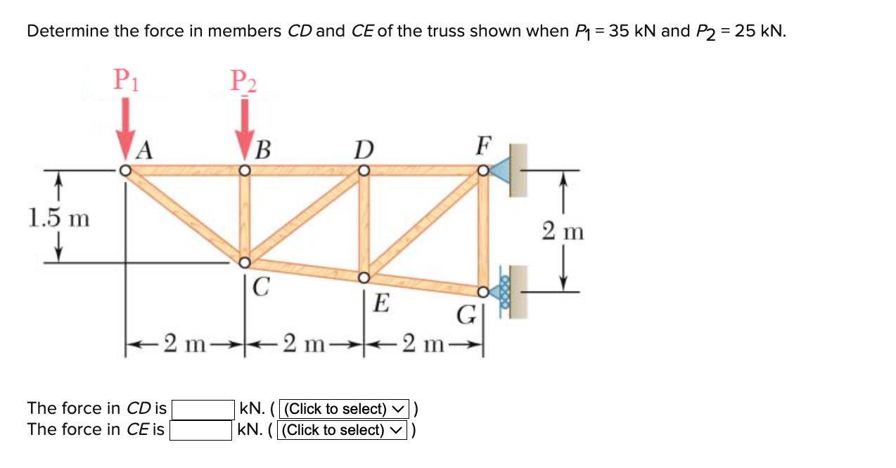 Solved Determine the force in members CD and CE of the truss | Chegg.com