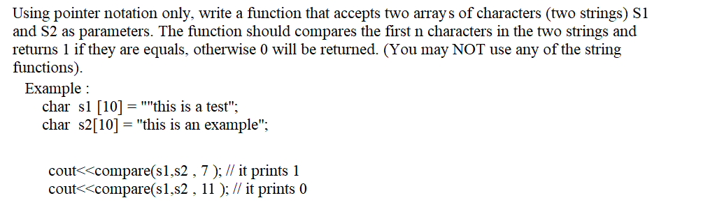 Solved Using pointer notation only, write a function that | Chegg.com