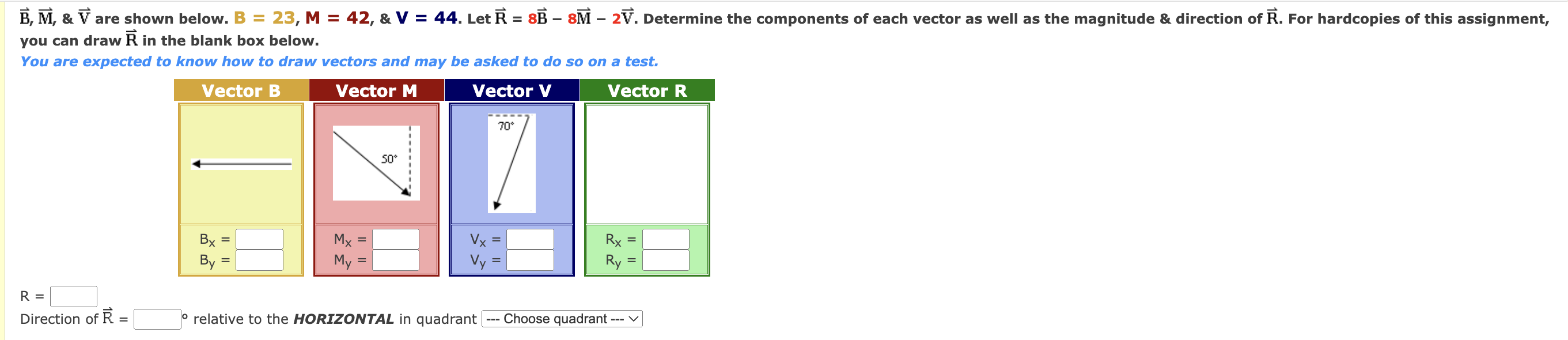 Solved vec(B),vec(M),& & vec(V) ﻿are shown below. | Chegg.com