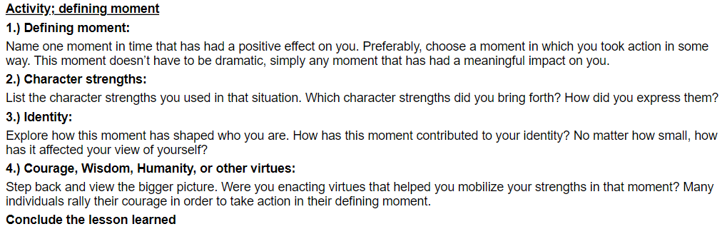 Solved Activity; defining moment 1.) Defining moment: Name | Chegg.com