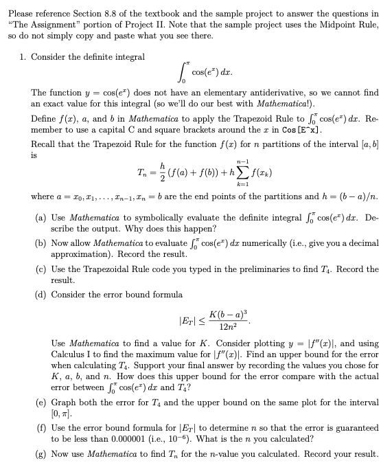 I have this Mathematica Project to do, but I have | Chegg.com