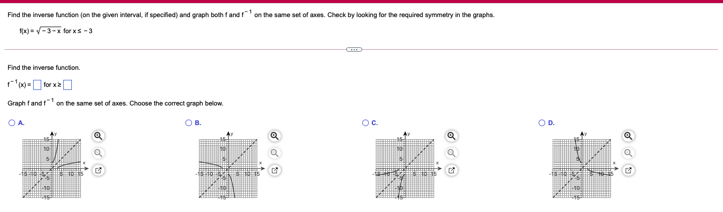 Solved Find the inverse function (on the given interval, if | Chegg.com