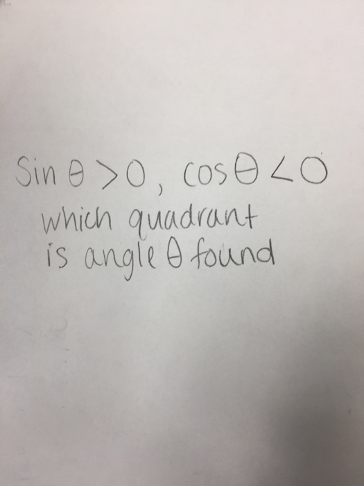 Solved Sin theta > 0, cos theta