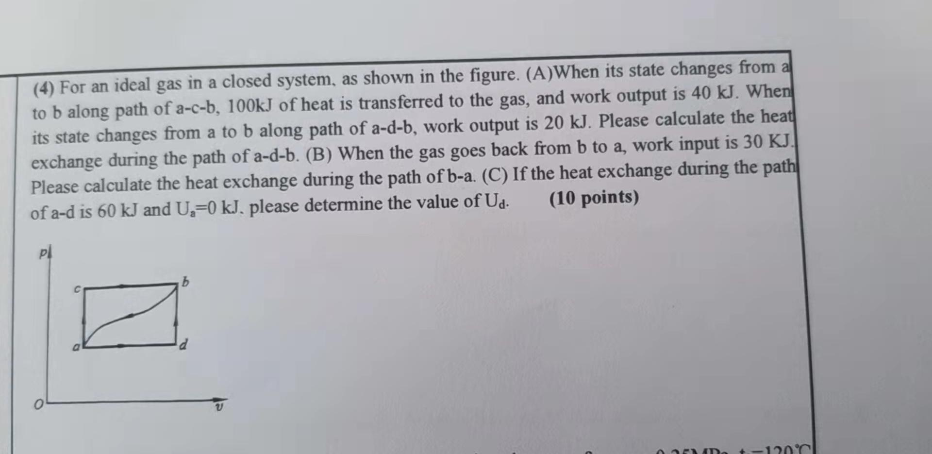 Solved a (4) For an ideal gas in a closed system, as shown | Chegg.com
